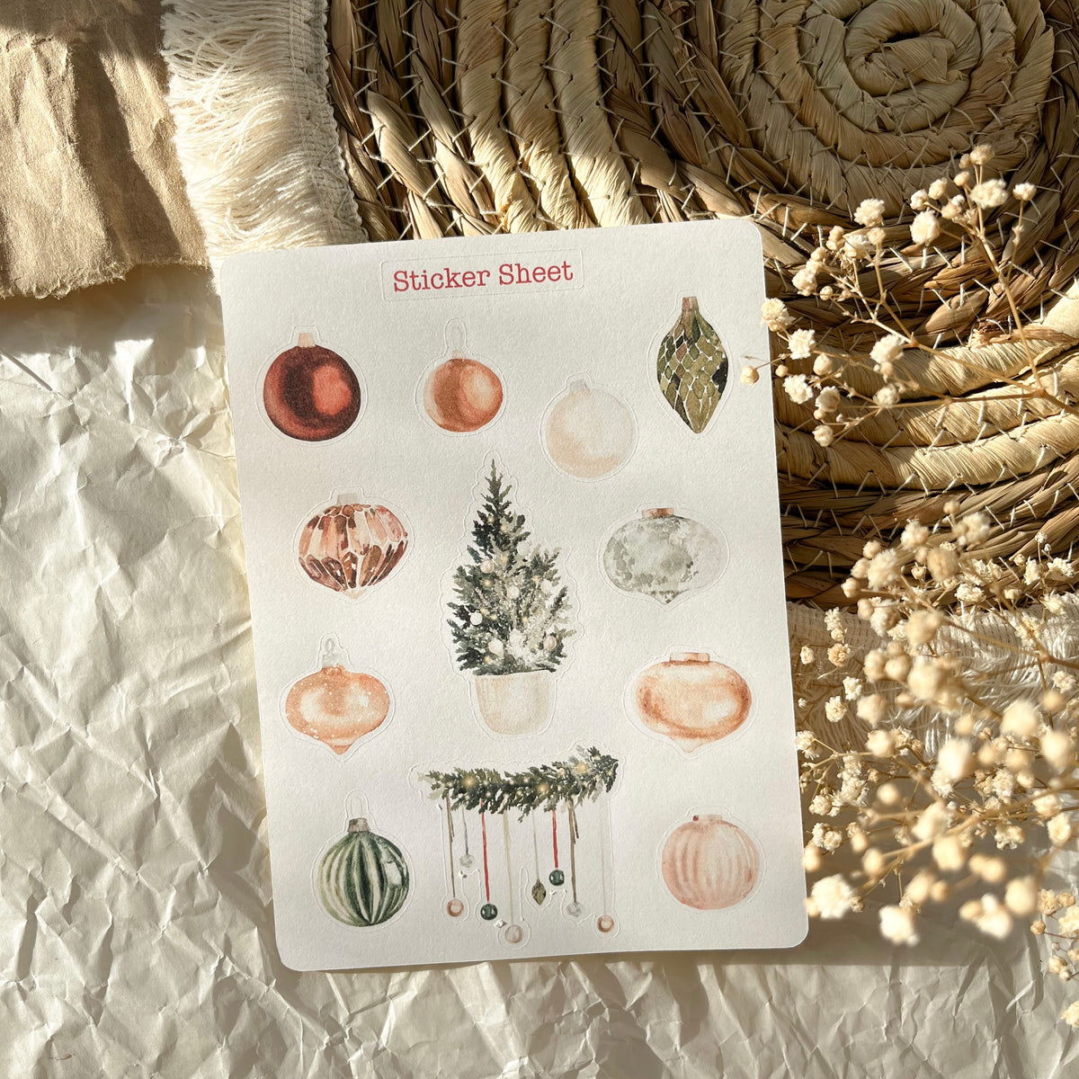 Christmas tree ornaments sticker sheet – ArtStudioLea