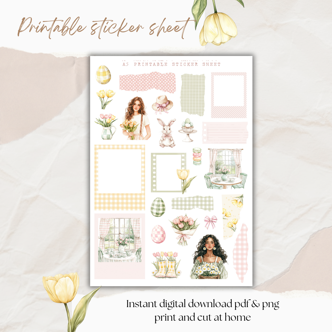 A5 pastel Easter sticker sheet printable – ArtStudioLea