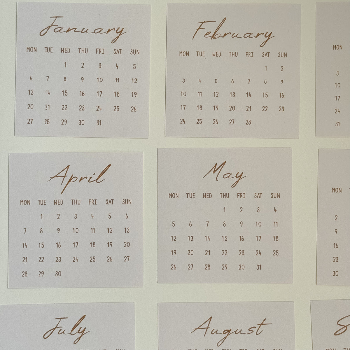 beige elegant 2025 die cut calendar stickers – ArtStudioLea