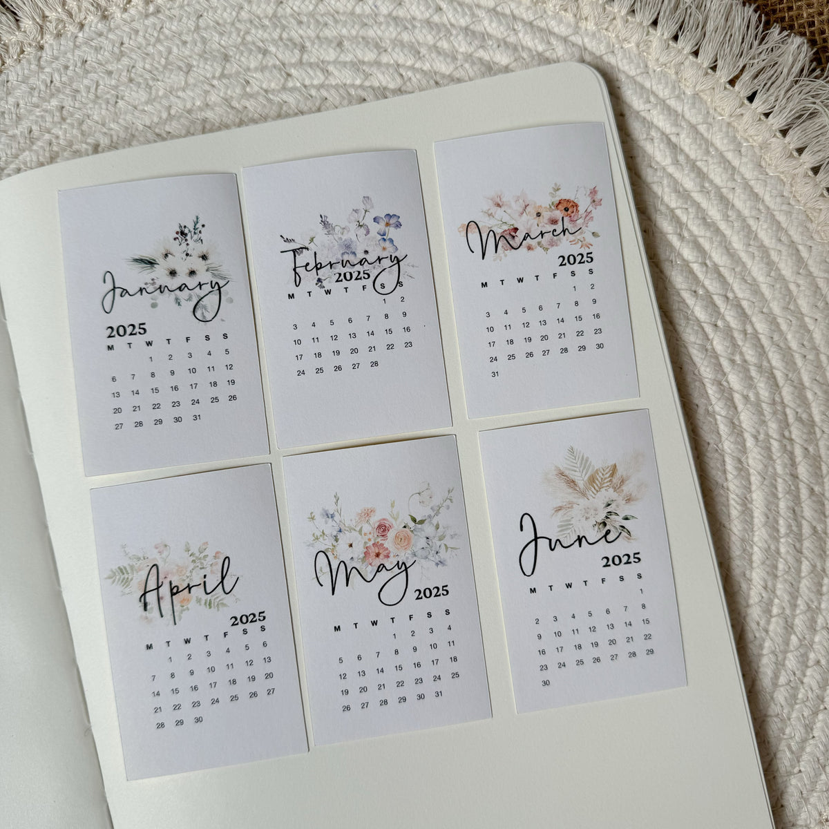 floral 2025 die cut calendar stickers – ArtStudioLea