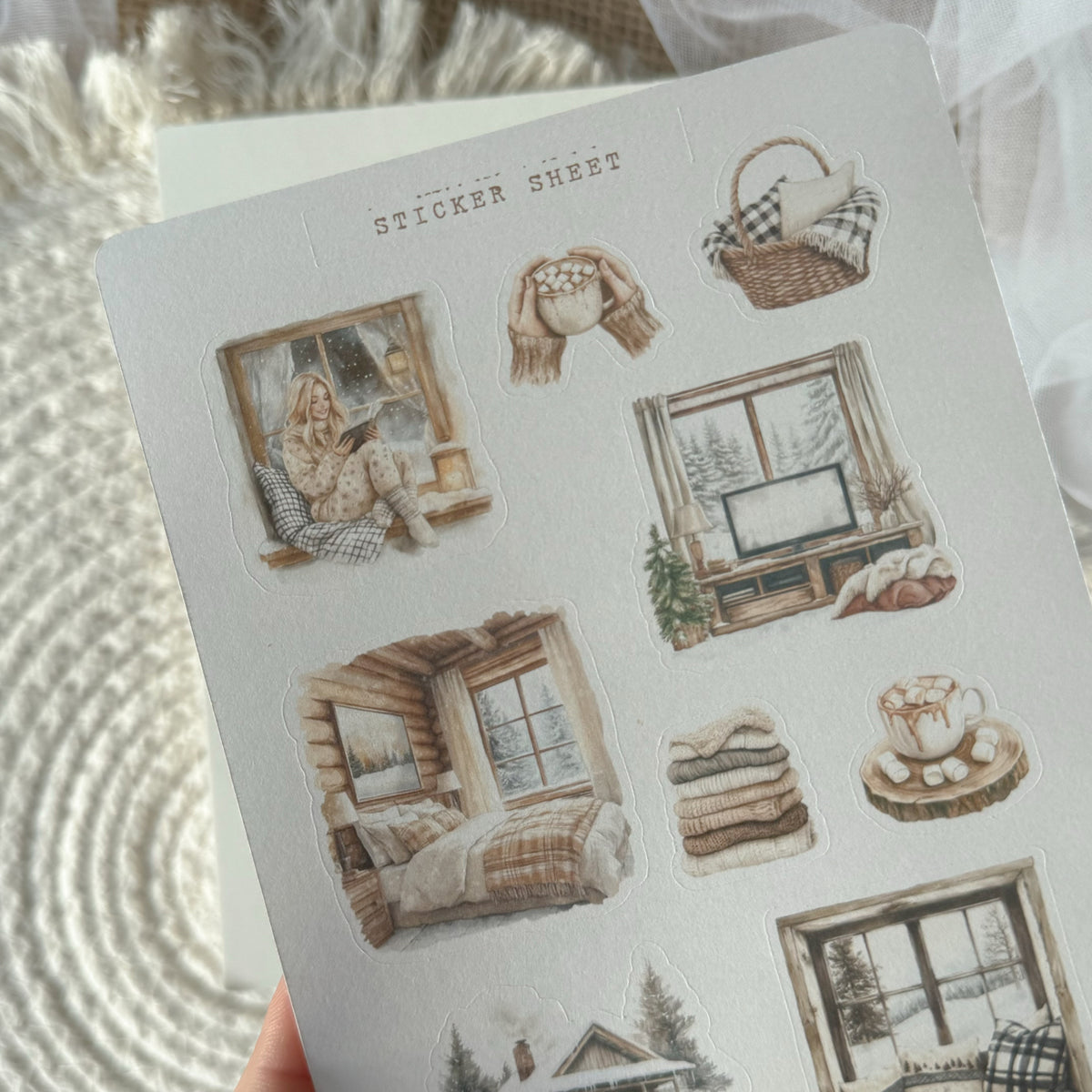 rustic winter cabin sticker sheet – ArtStudioLea