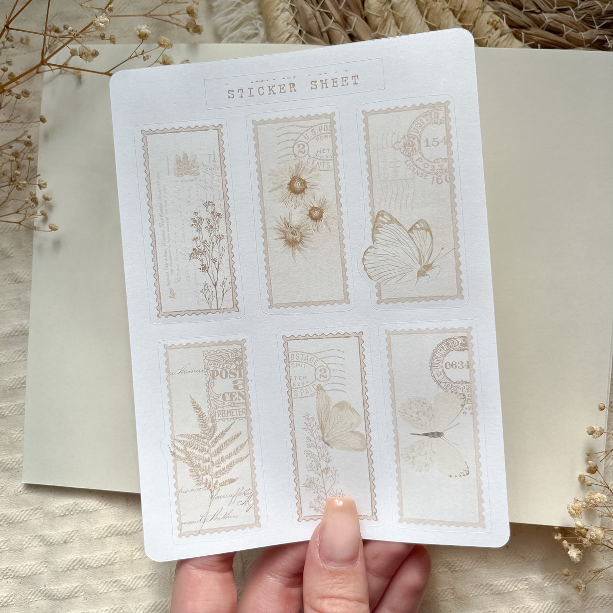 vintage mellow butterfly post stamp sticker sheet | post stamp sticker ...