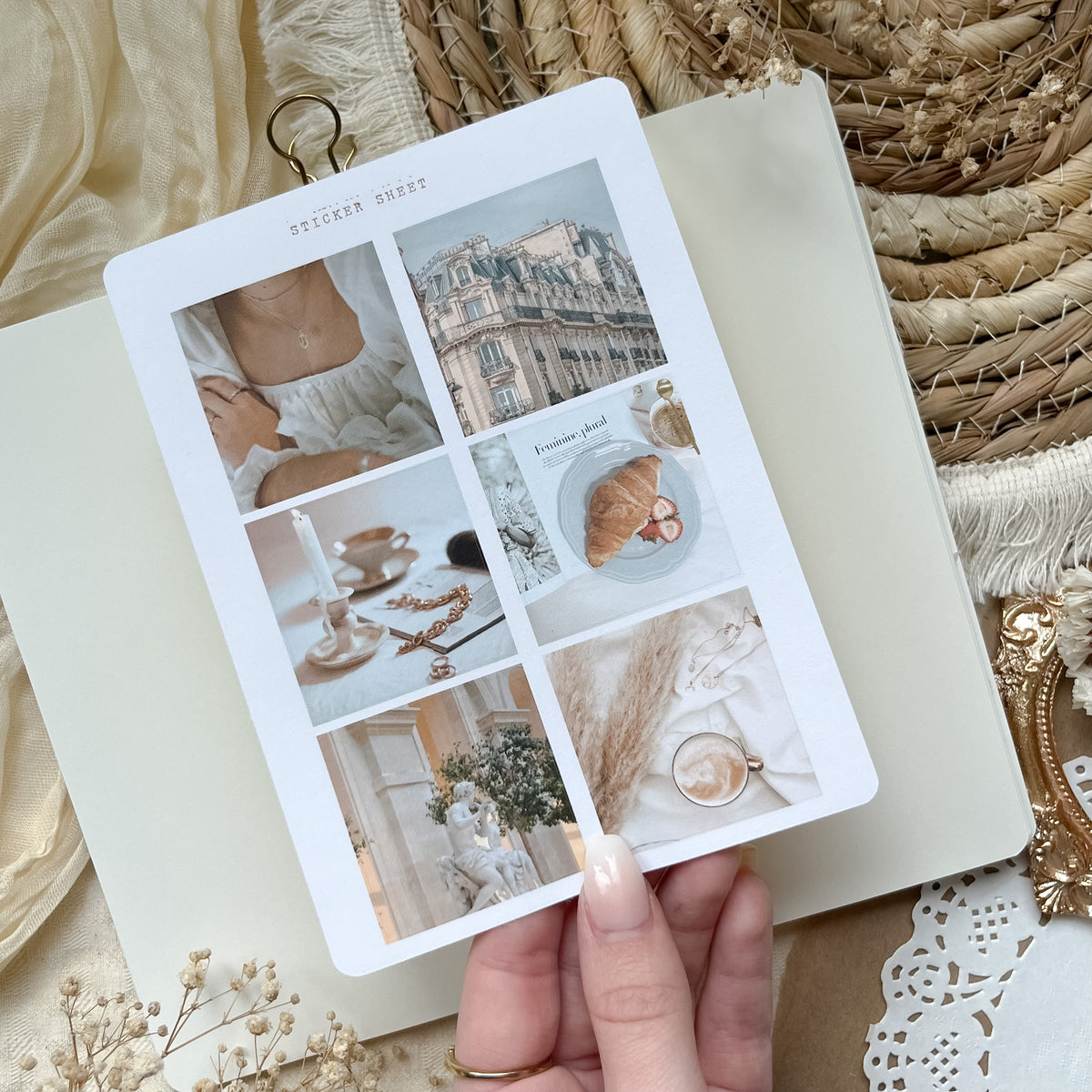 Parisian aesthetic picture sticker sheet for journaling, sticker sheet ...