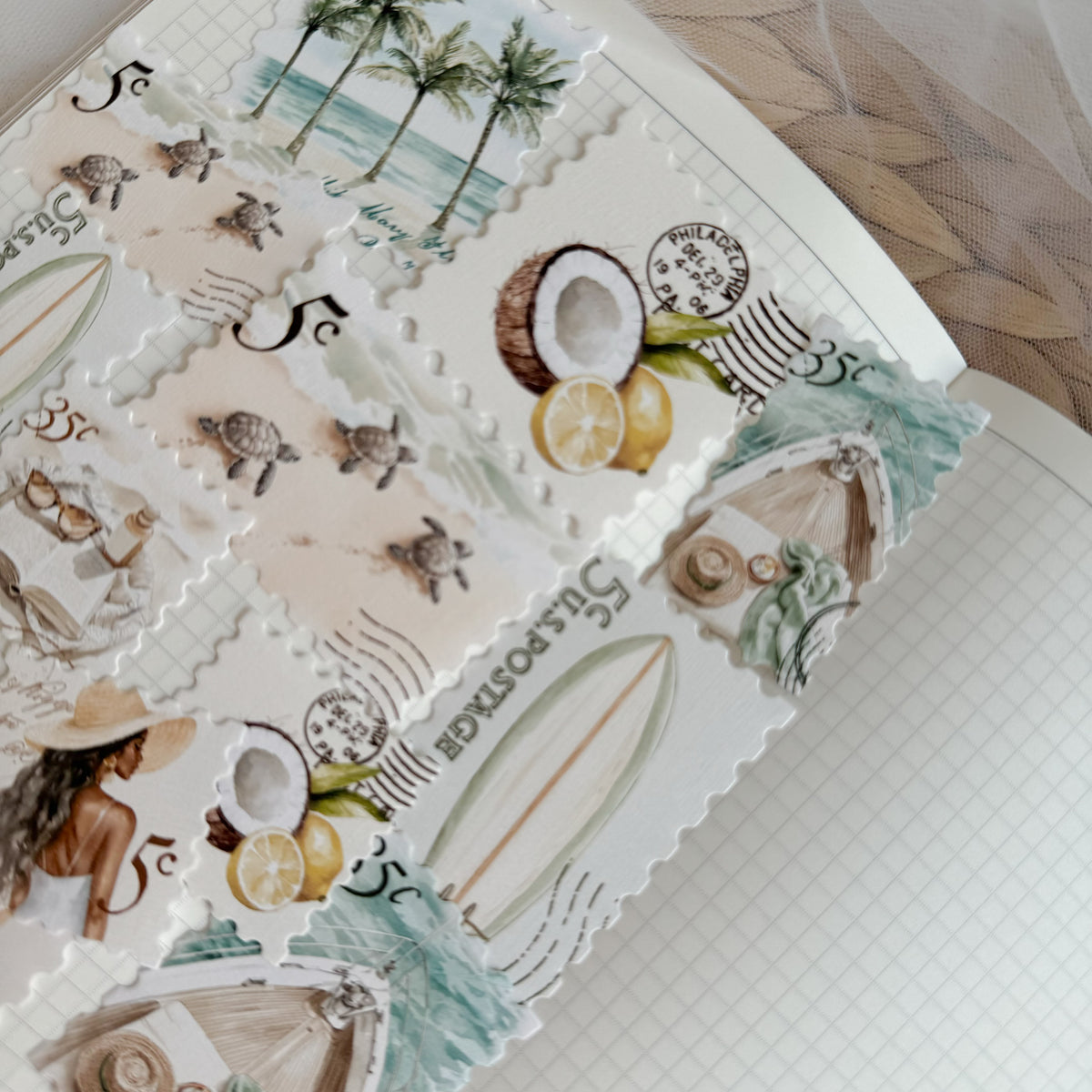 beach day post stamp cut out pocket, 14 pieces – ArtStudioLea
