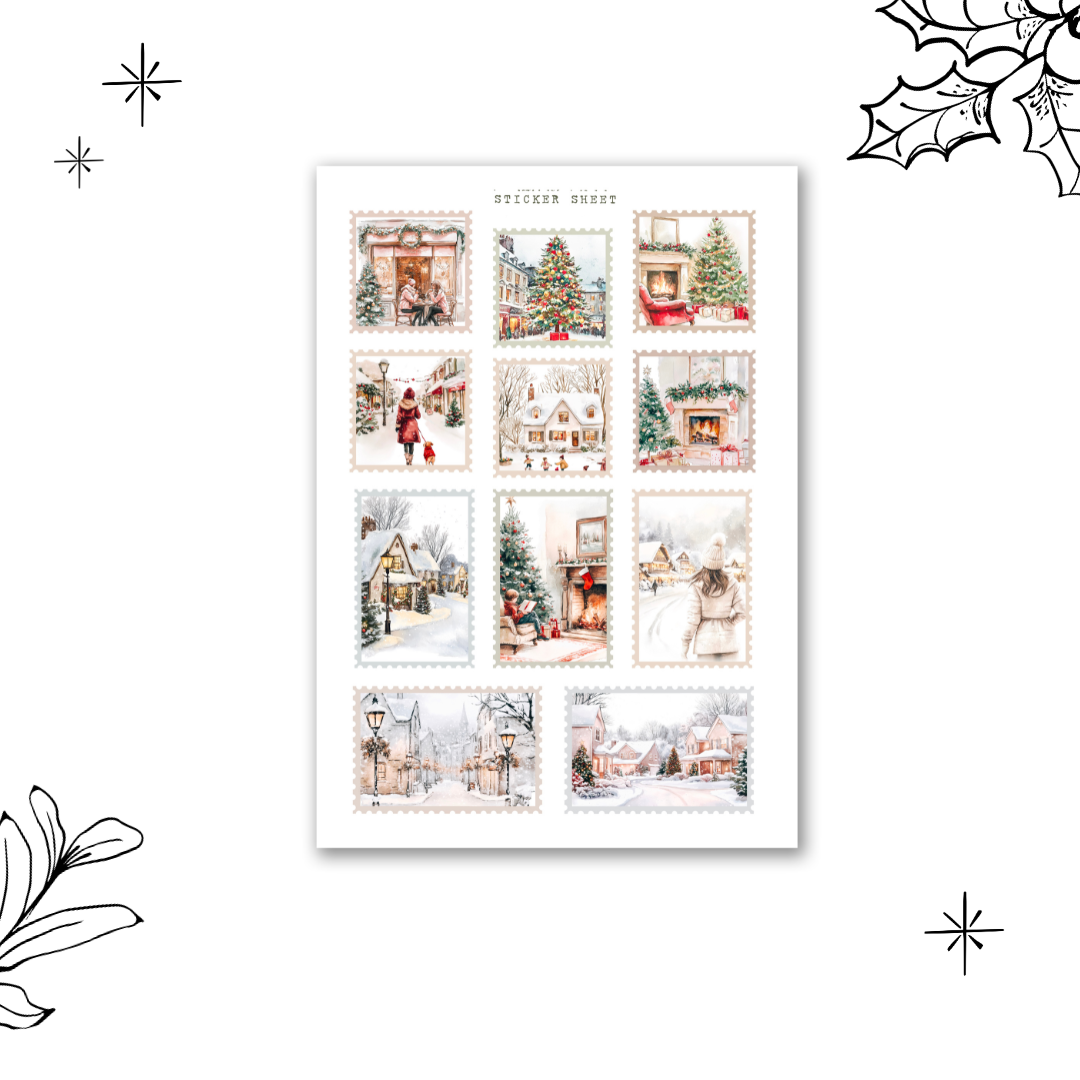christmas post stamp sticker sheet – ArtStudioLea