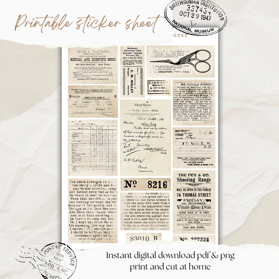 A5 ephemera sticker printable, printable stickers – ArtStudioLea